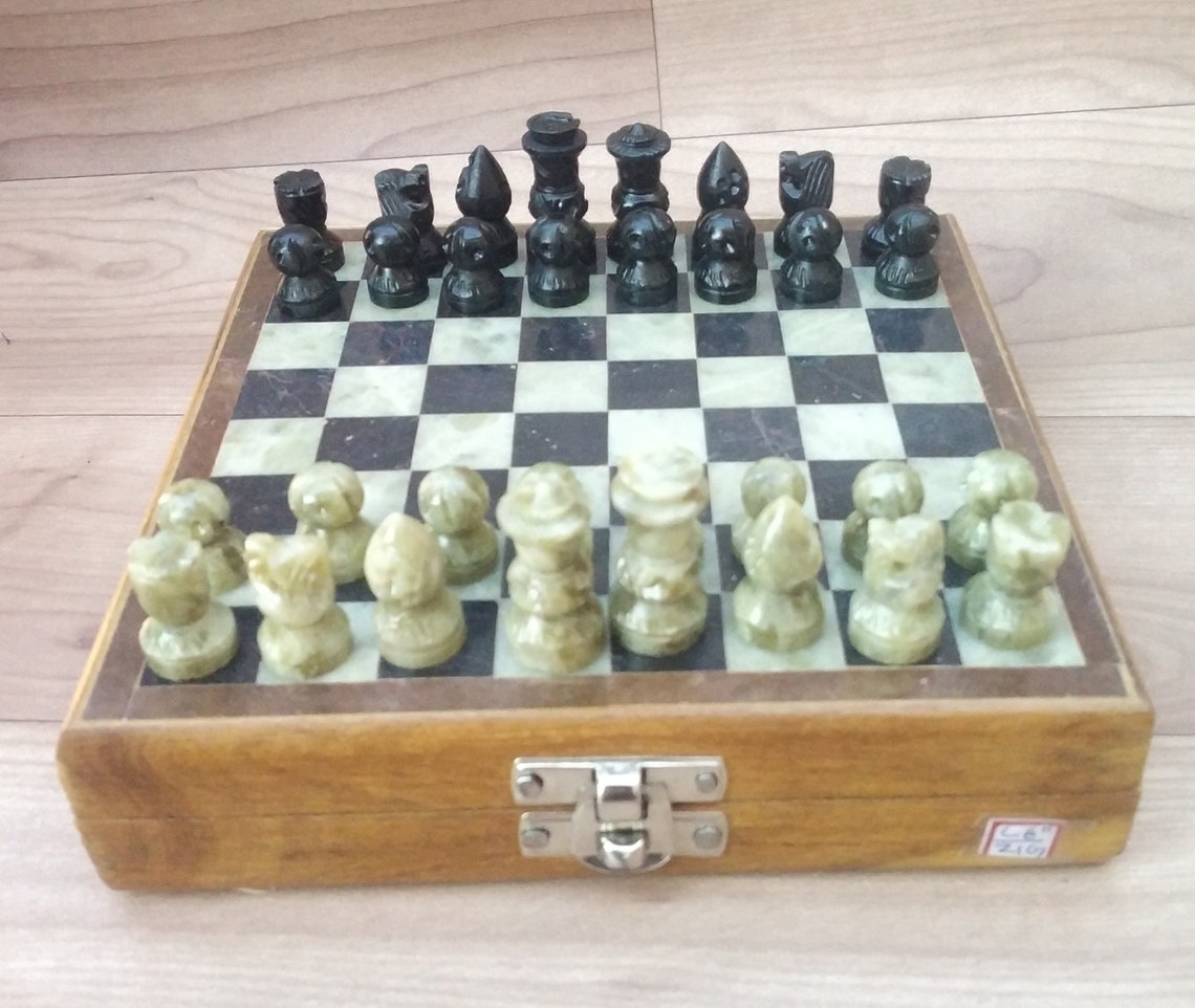 Stone Chess Set 6 Stone Board And Stone Pieces Chess Set Etsy