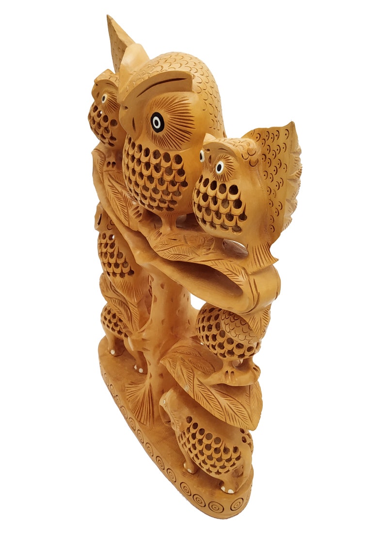 12" Wooden Owl Family Tree With Elephant - Etsy