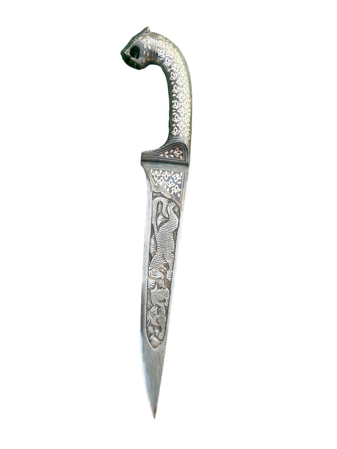 Dagger Knife 12 Indo Persian Vintage Tiger Hilt Handmade Koftgiri ...