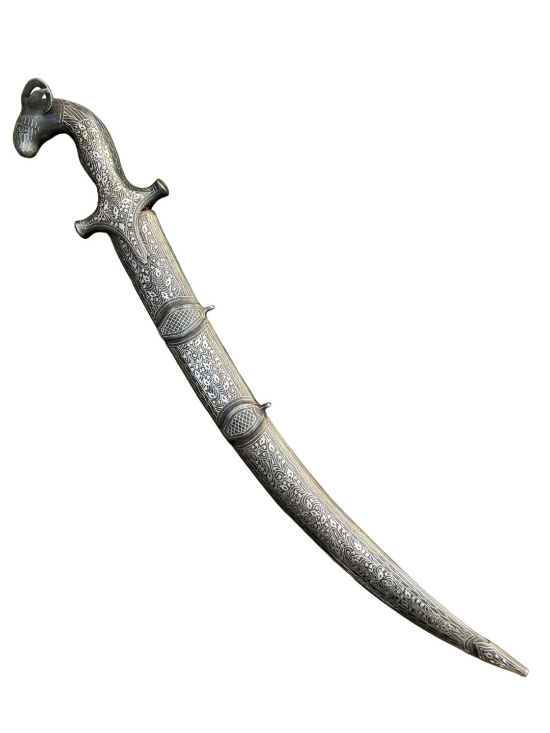 Sword Dagger 24" Indo Persian Vintage Animal Hilt Handmade Koftgiri ...