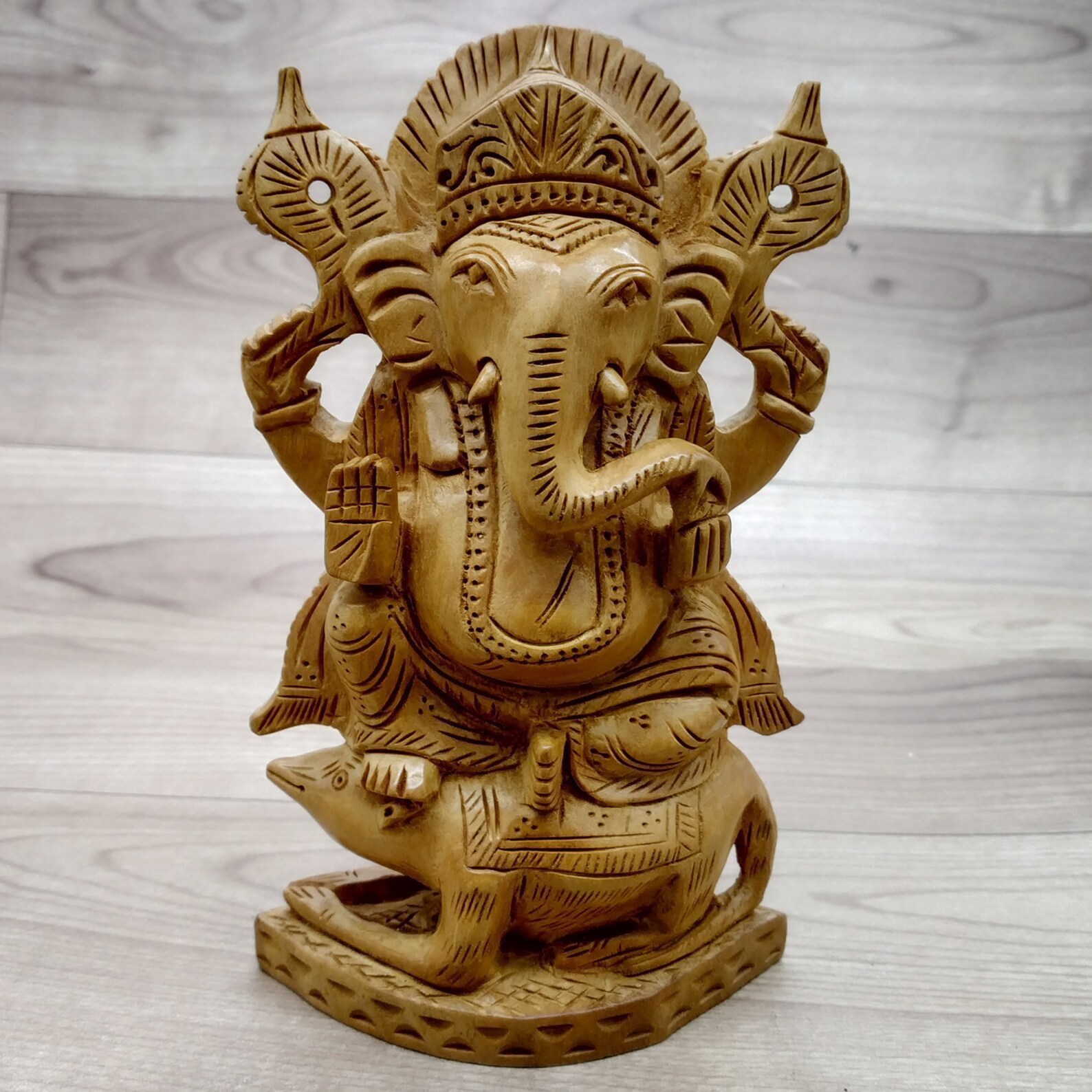 Ganesh Statue 6 Sitting on Mouse Wooden Hand Carved - Etsy