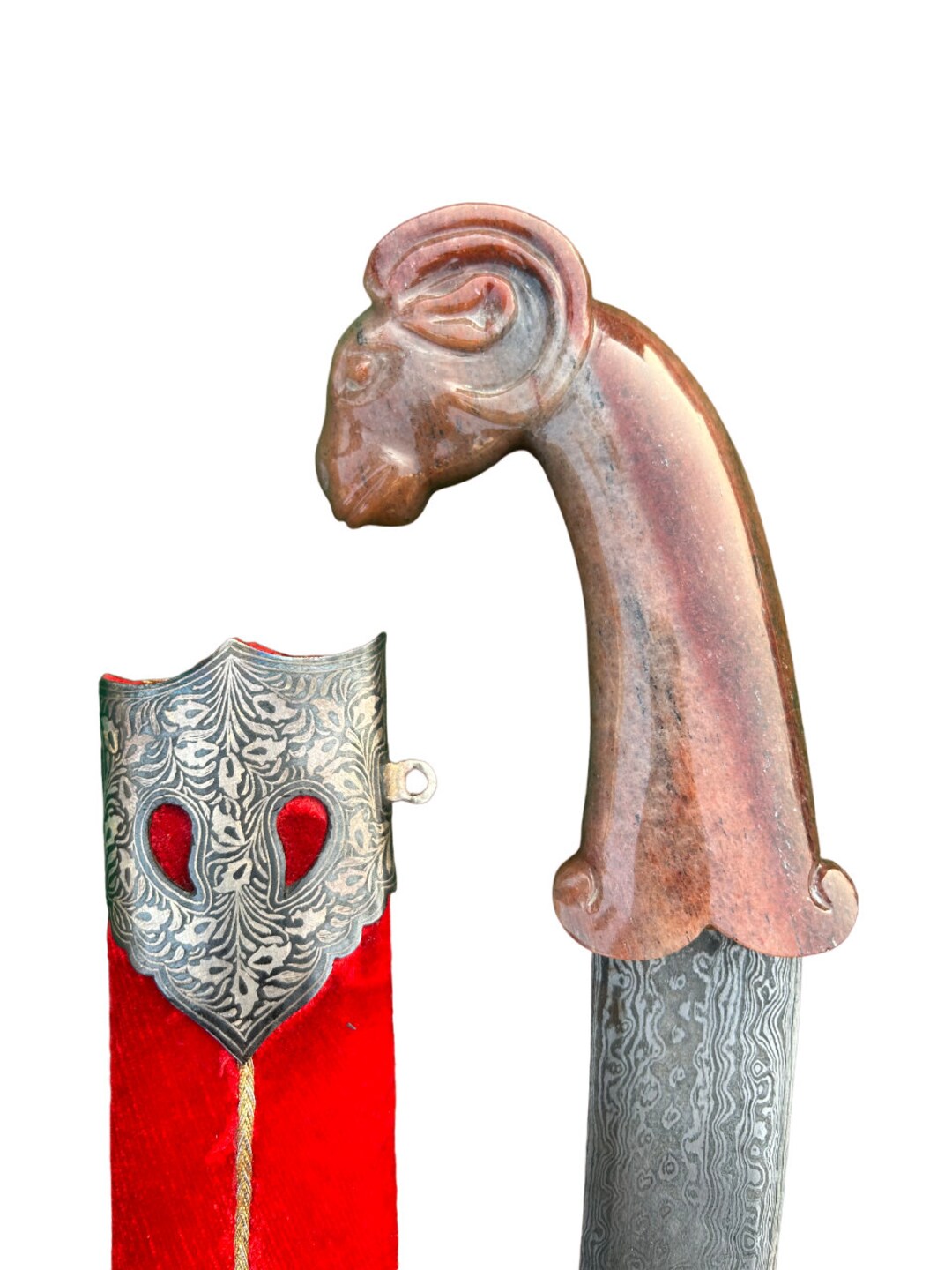 Dagger Knife 18 Indo Persian Gemstone Sheep Hilt Handmade Koftgiri ...