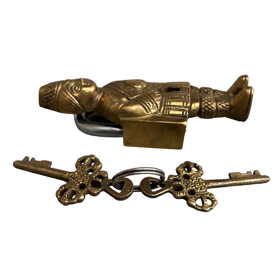 Brass Key Lock Postman Shape Handmade Padlock With 2 Security Keys ...