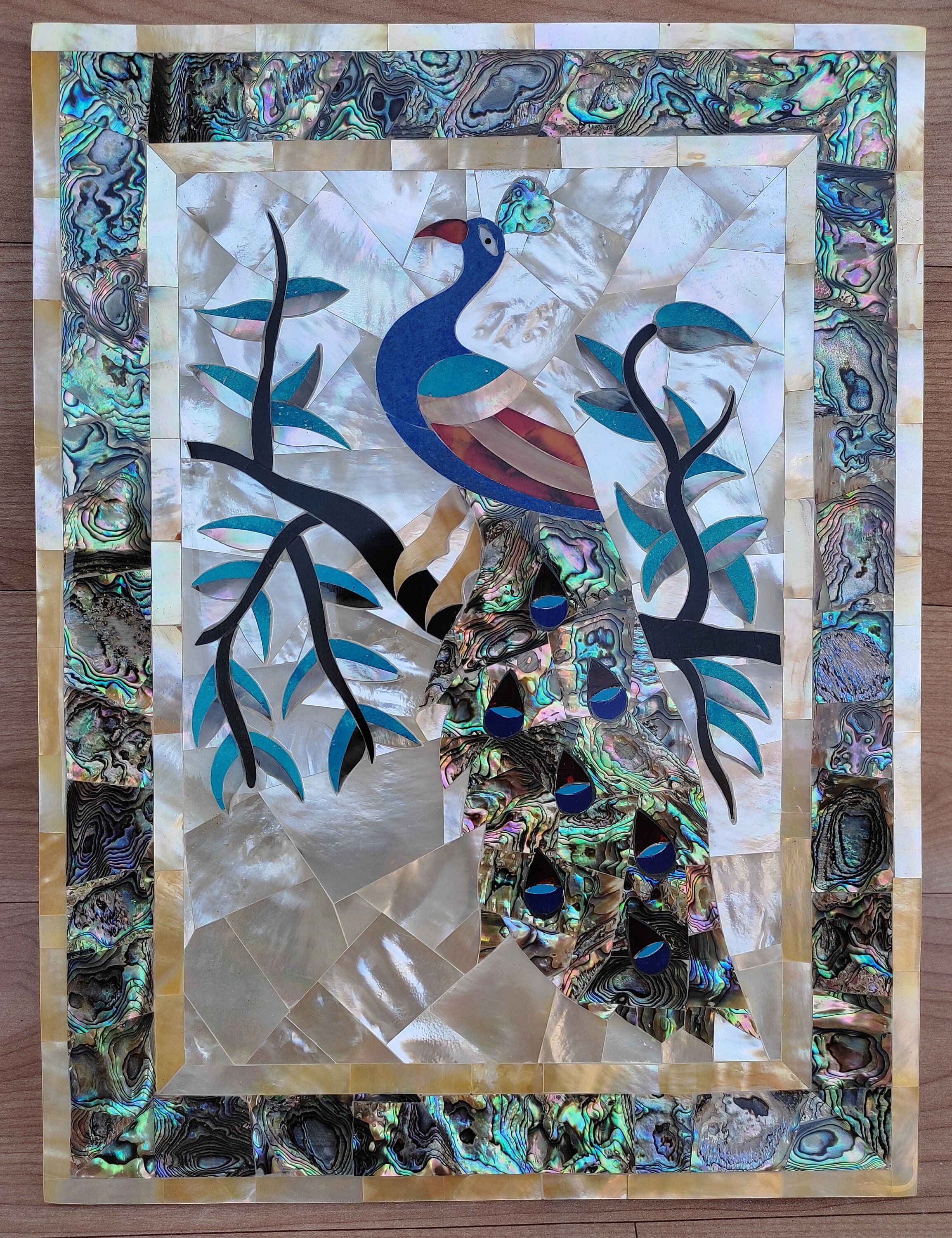 Serving Tray Marble Stone Peacock Design Gemstone Inlay Work - Etsy