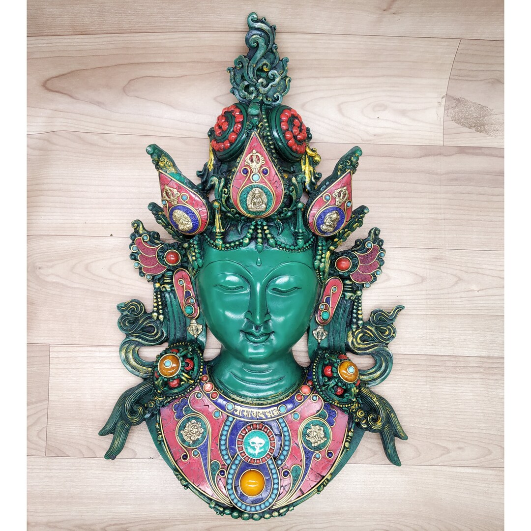 Buddha Mask Ektara 16" Wall Hanging Sculpture Painting & Carving Mask ...