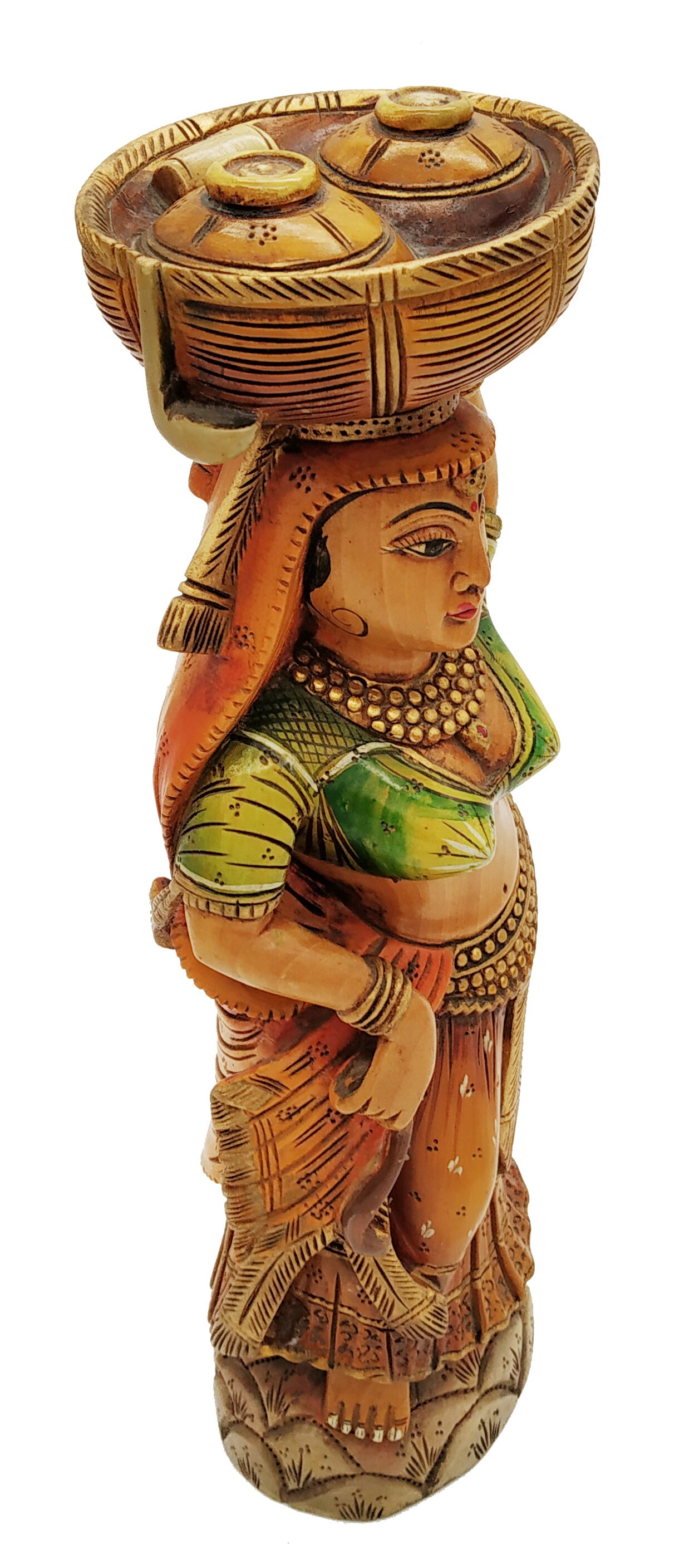 Villagers Women Statue Handmade Sculpture Wooden Painted Vintage ...