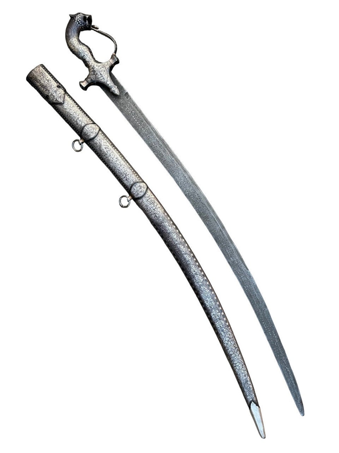 Sword Dagger 42" Indo Persian Vintage Animal Hilt Handmade Koftgiri ...