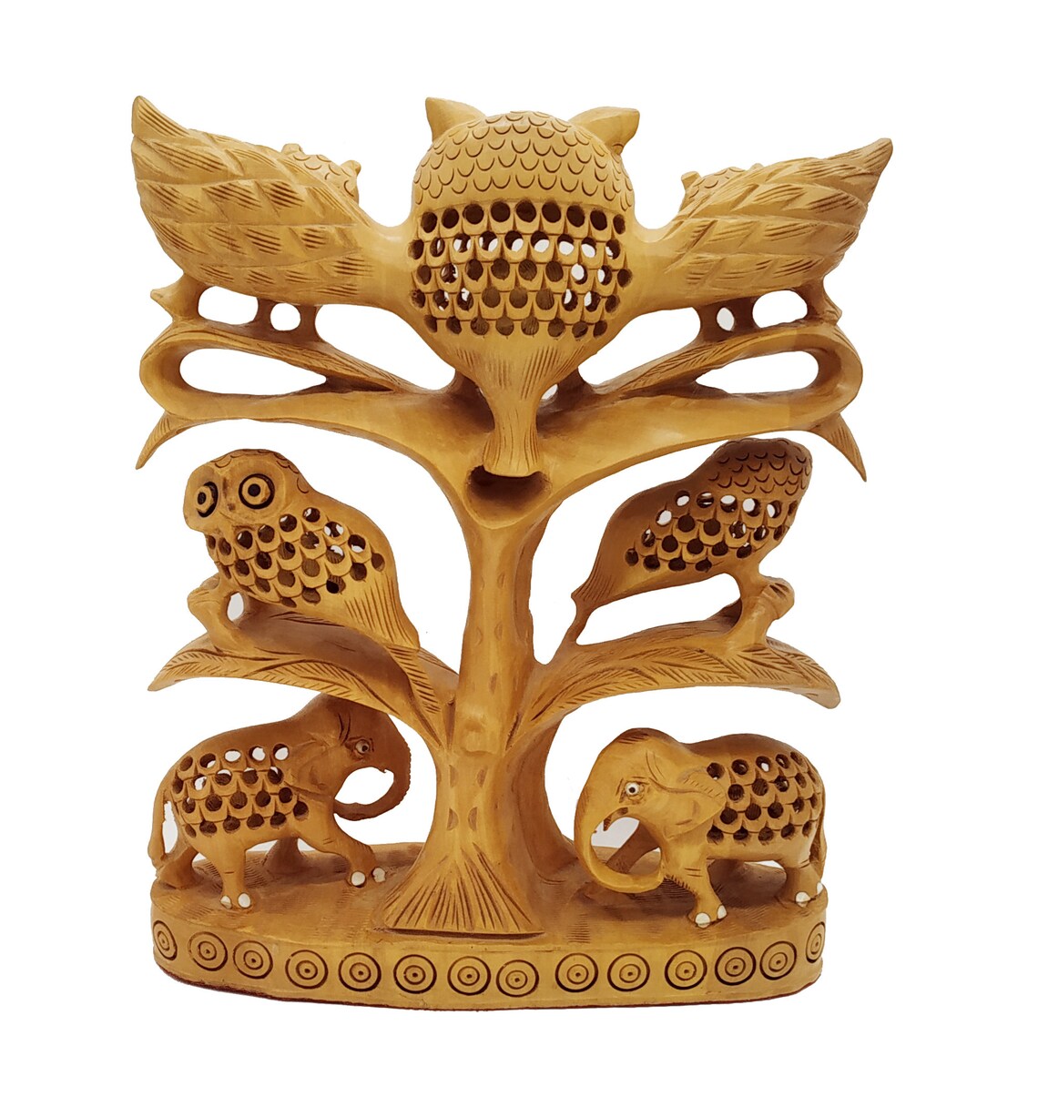 12 Wooden Owl Family Tree With Elephant - Etsy
