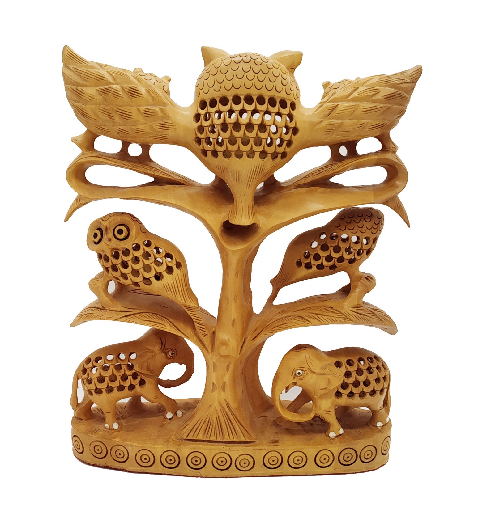 12 Wooden Owl Family Tree With Elephant - Etsy