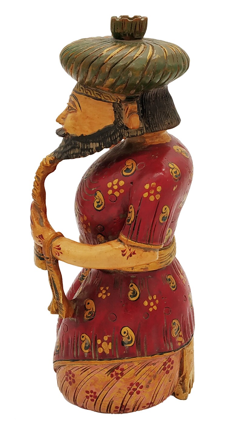 Villagers Men Statue Handmade Sculpture Wooden Painted Vintage Figurine ...
