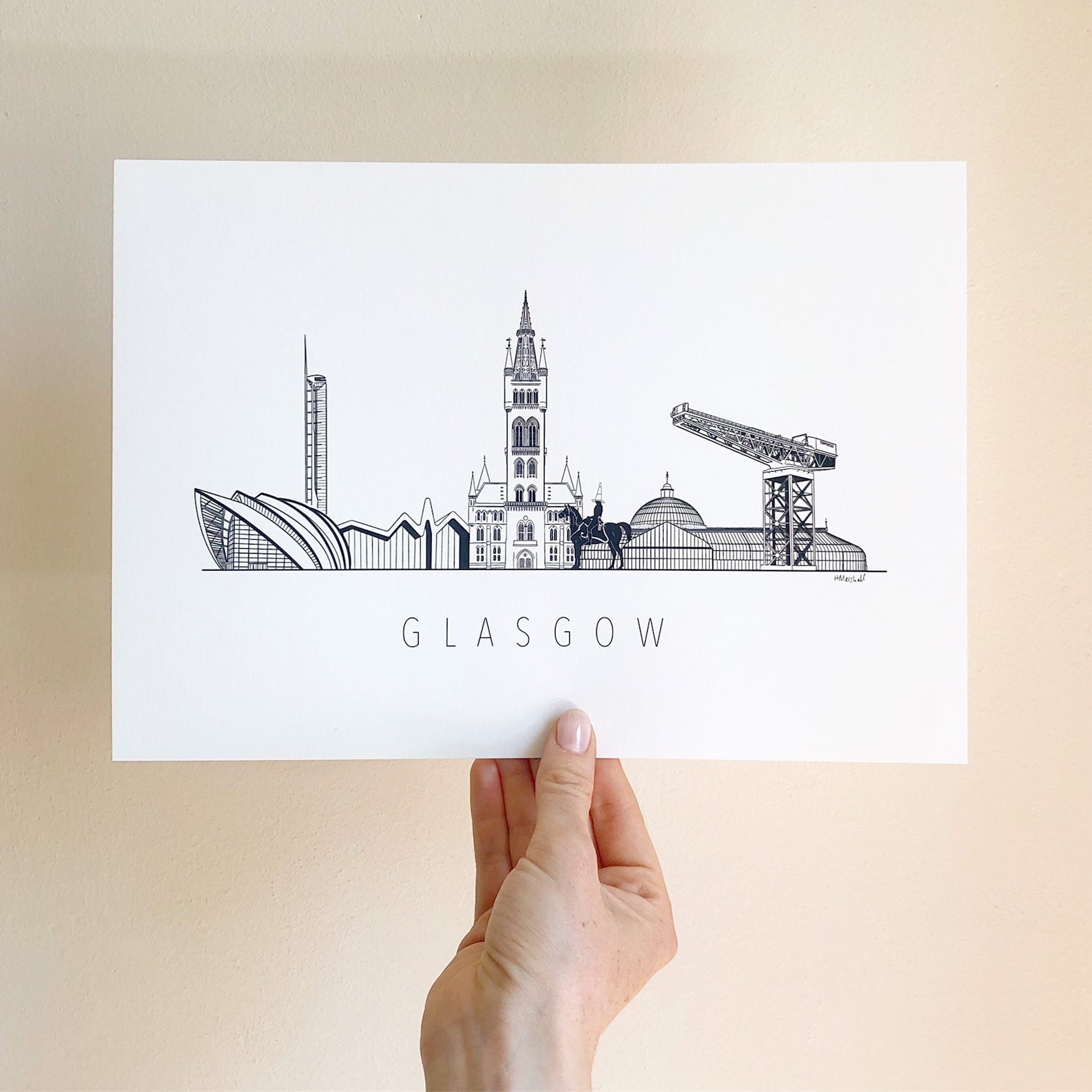 Signed Glasgow Skyline Print - University of Glasgow, Botanics ...