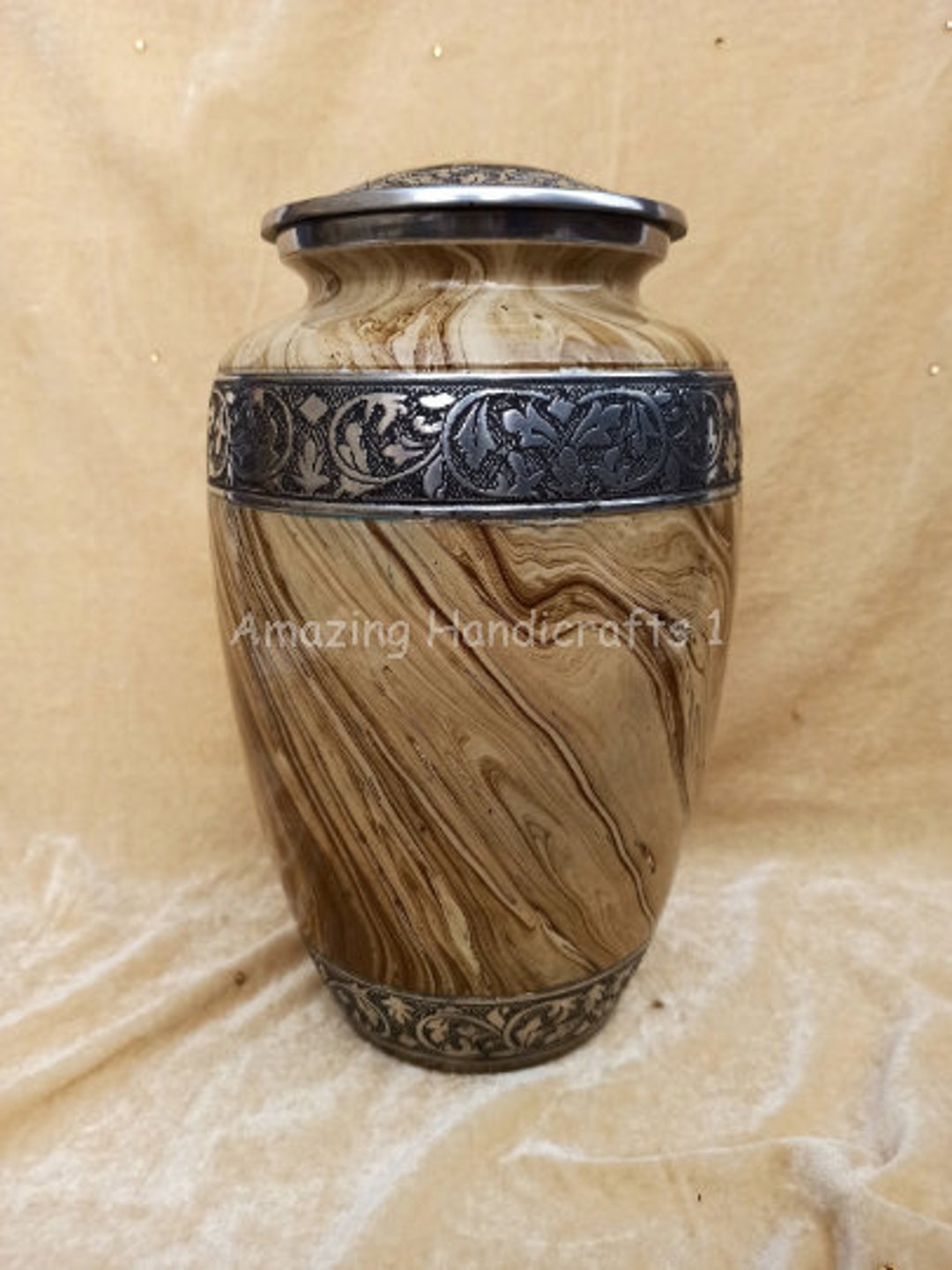 Brown Marble Cremation Urn for Human Ashes – Adult Funeral Memorial Urn ...