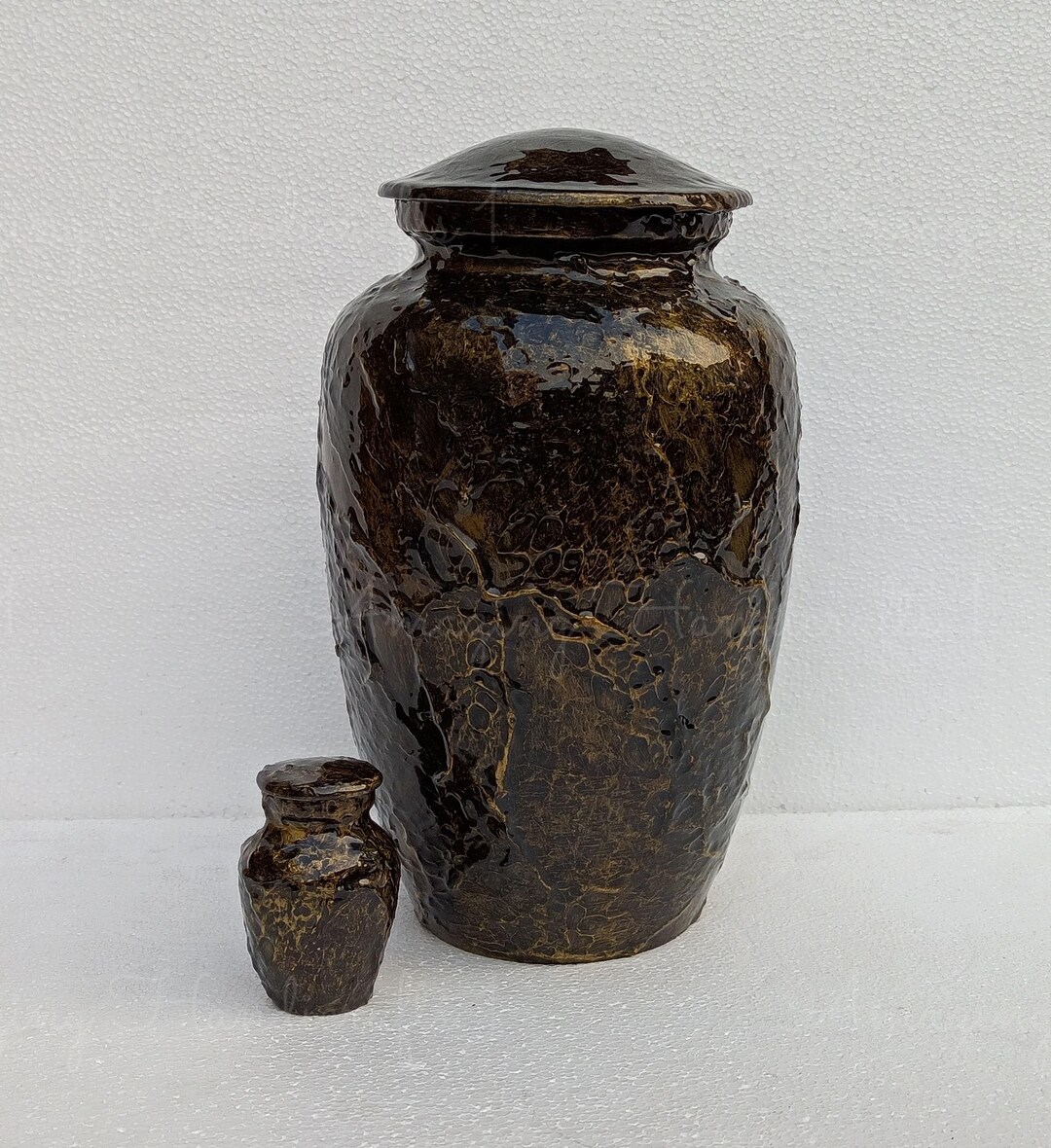 Textured Bronze Cremation Urn for Human Ashes – Rustic Handcrafted ...