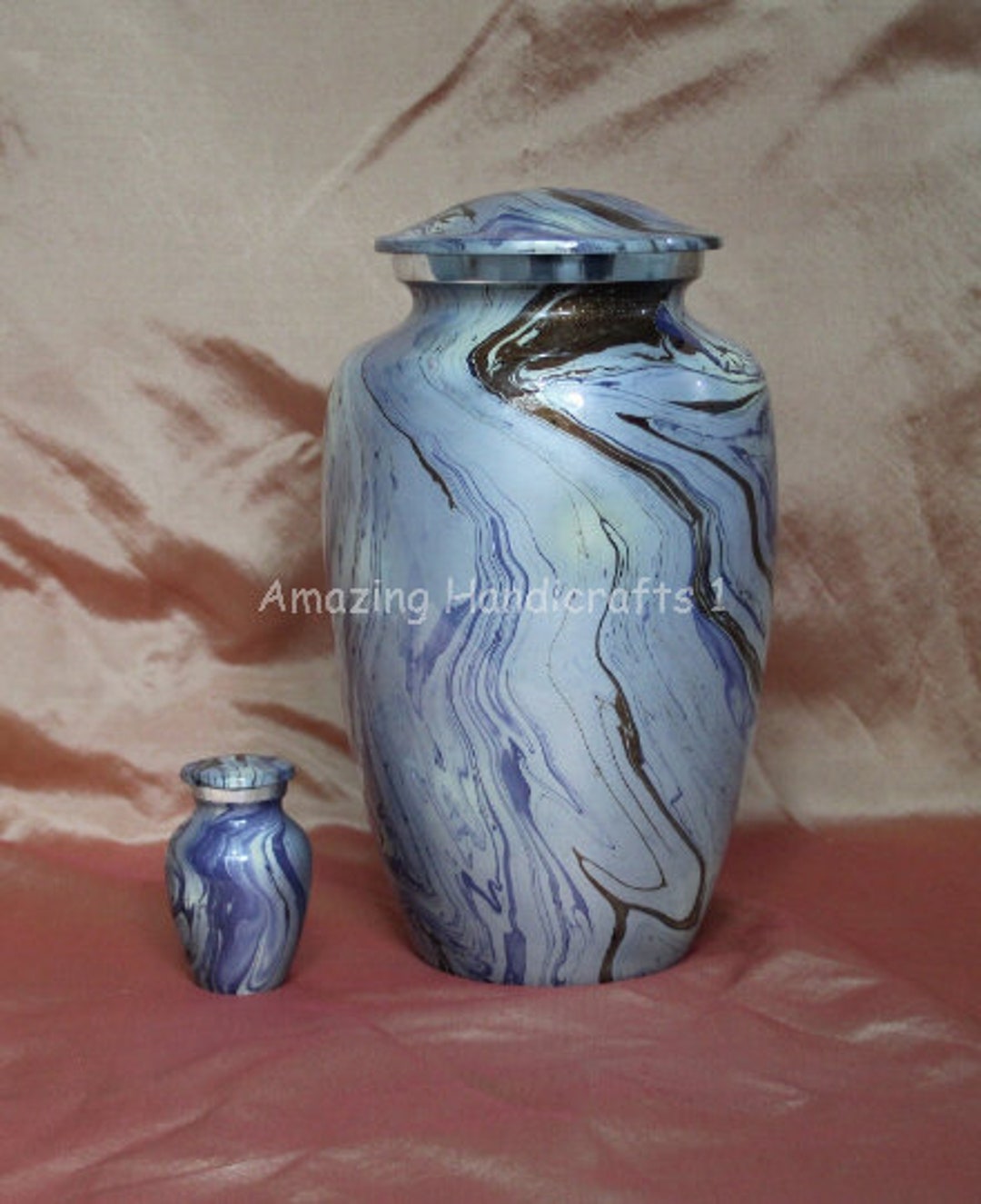 Blue Marble Cremation Urn for Human Ashes – Adult Funeral Urn ...