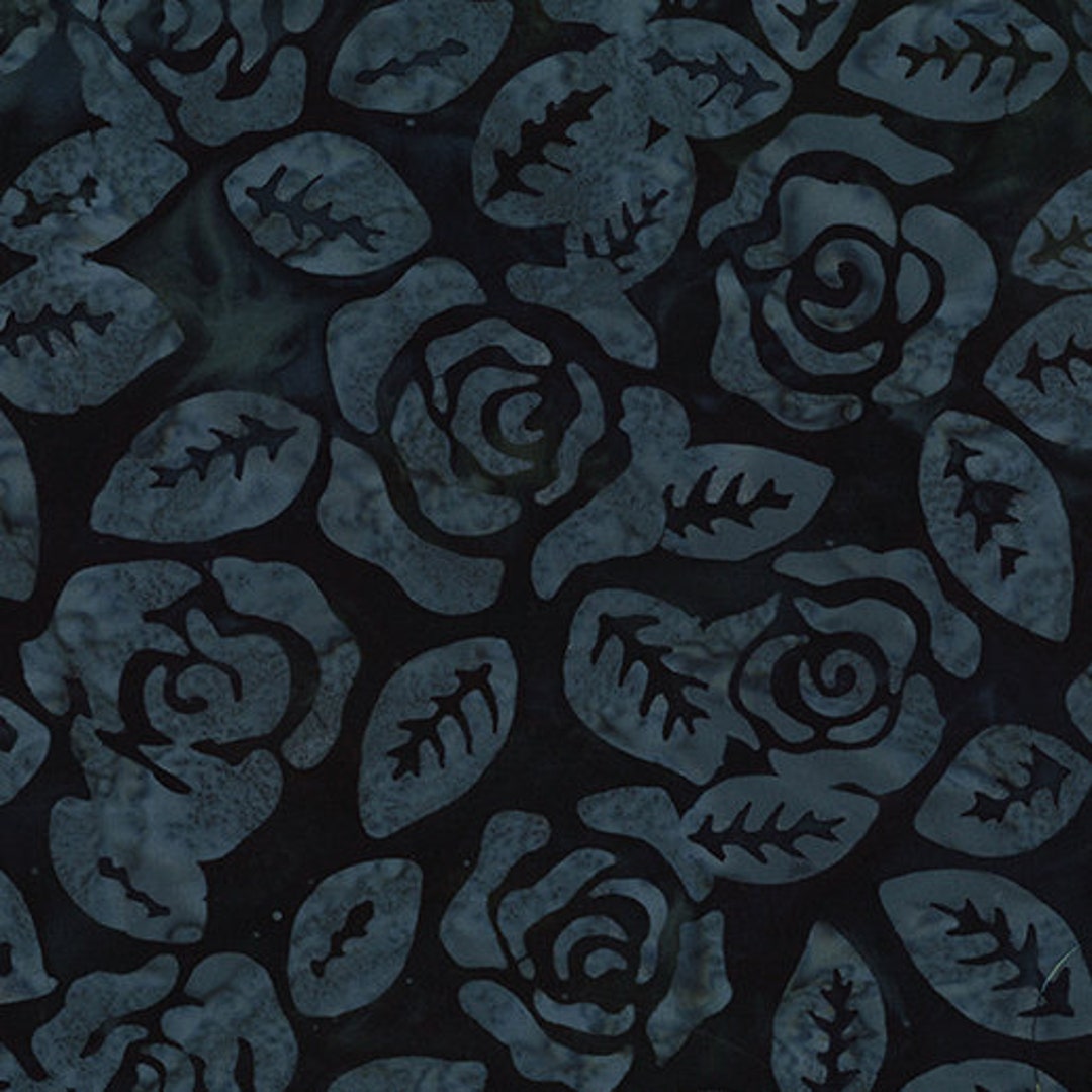 BATIK Bali Rose Garden Collection Roses in Indigo Smoke Benartex Studio ...