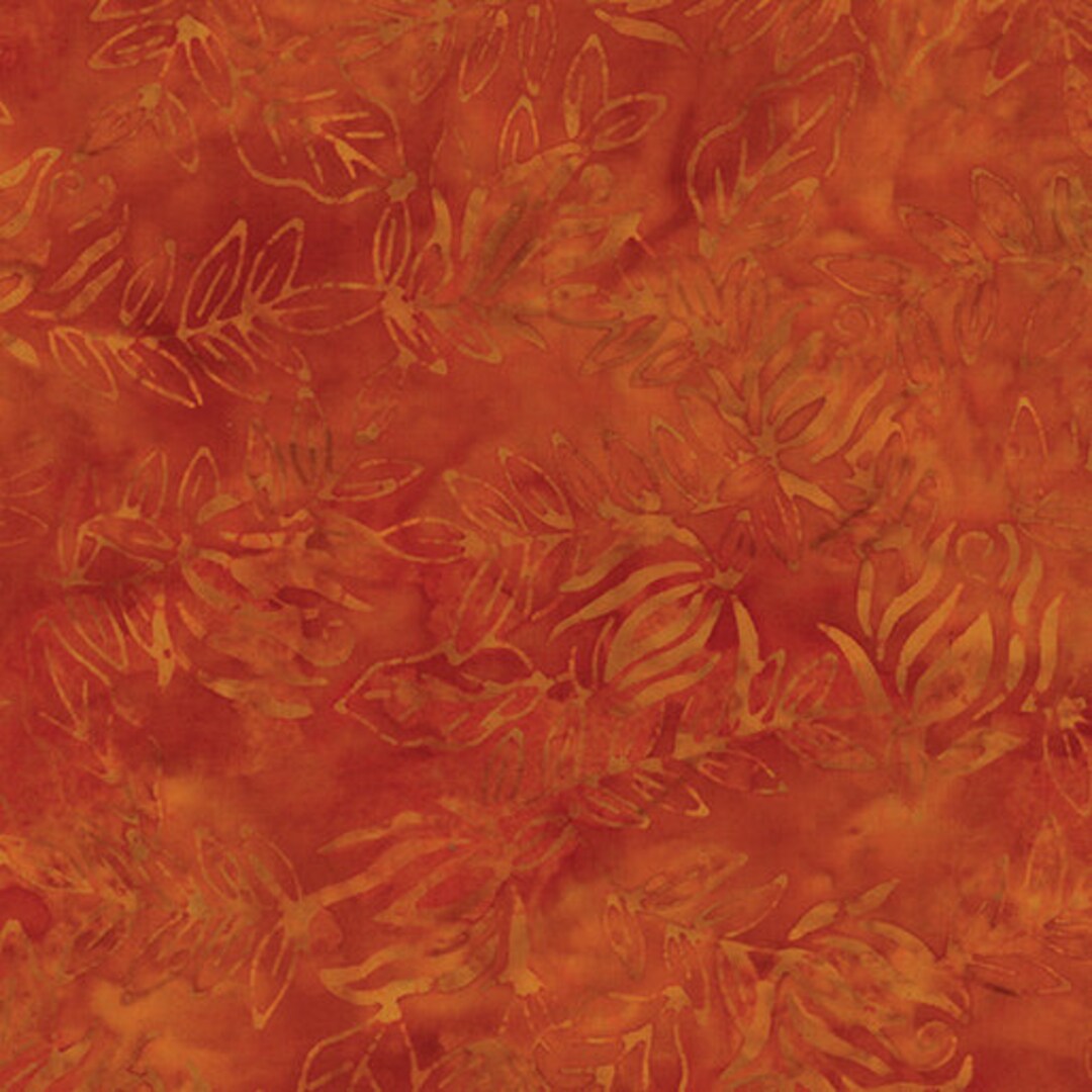 BATIK Bali Rose Garden Collection Leaves in Pumpkin Benartex Studio 100 ...