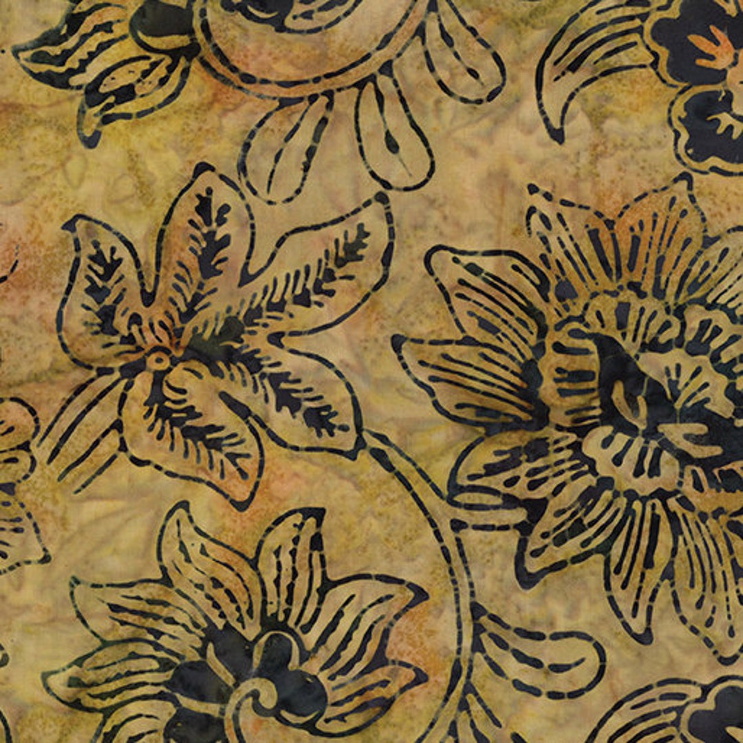 BATIK Bali Rose Garden Collection Peonies Natural/multi/indigo Benartex ...