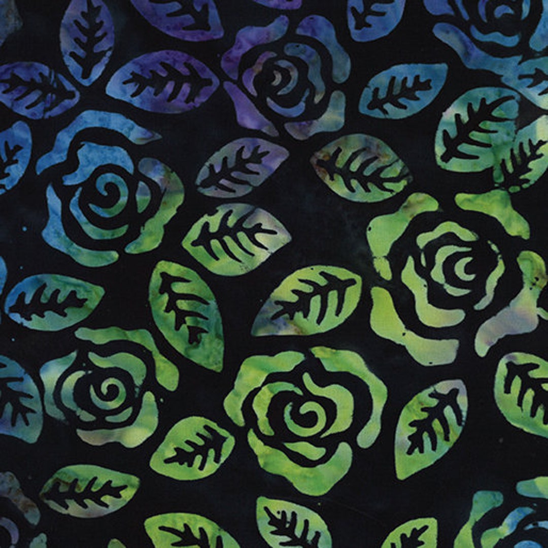 BATIK Bali Rose Garden Collection Roses in Indigo Multi Color Benartex ...