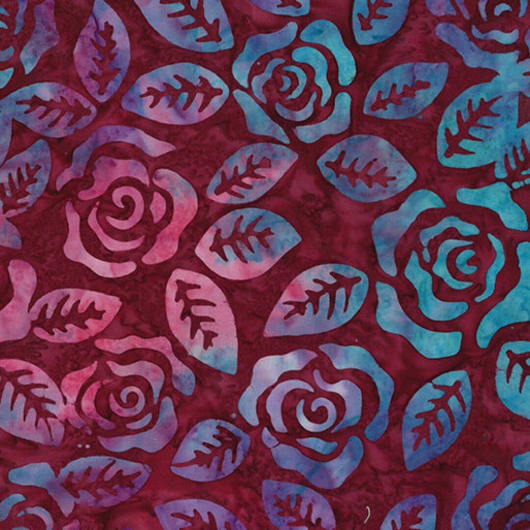 BATIK Bali Rose Garden Collection Roses in Burgundy Multi Benartex ...