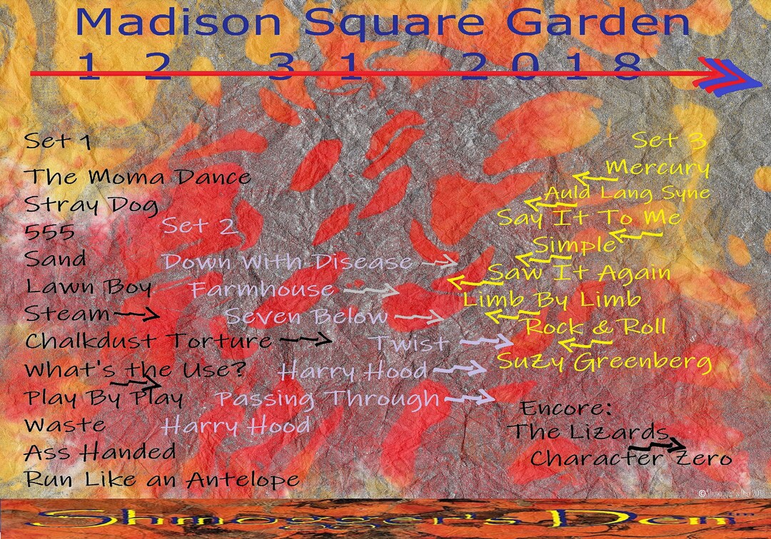 Phish Puzzle: Madison Square Garden 12/31/18 Setlist Art #1. A Memento ...