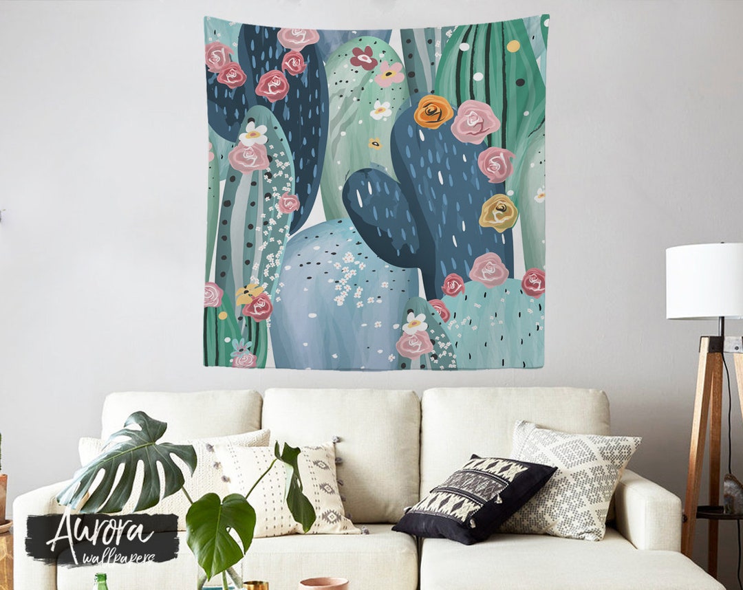 Pastel Cacti Tapestry, Nursery, Baby Room, Floral, Cactus, Wall ...