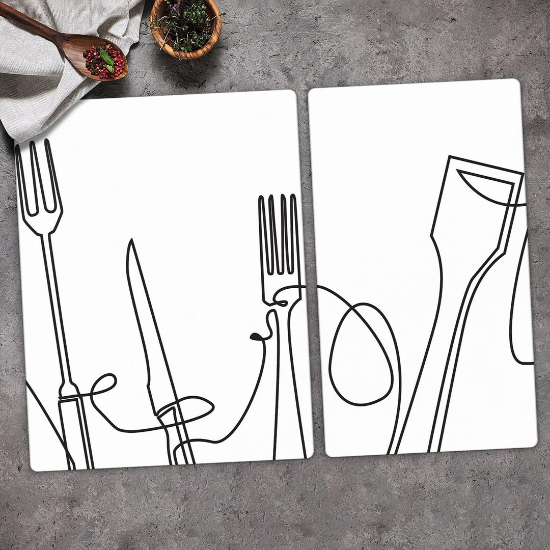 Glass Chopping Board - Hexagon, Circle or Rectangle, Forks, Gray ...