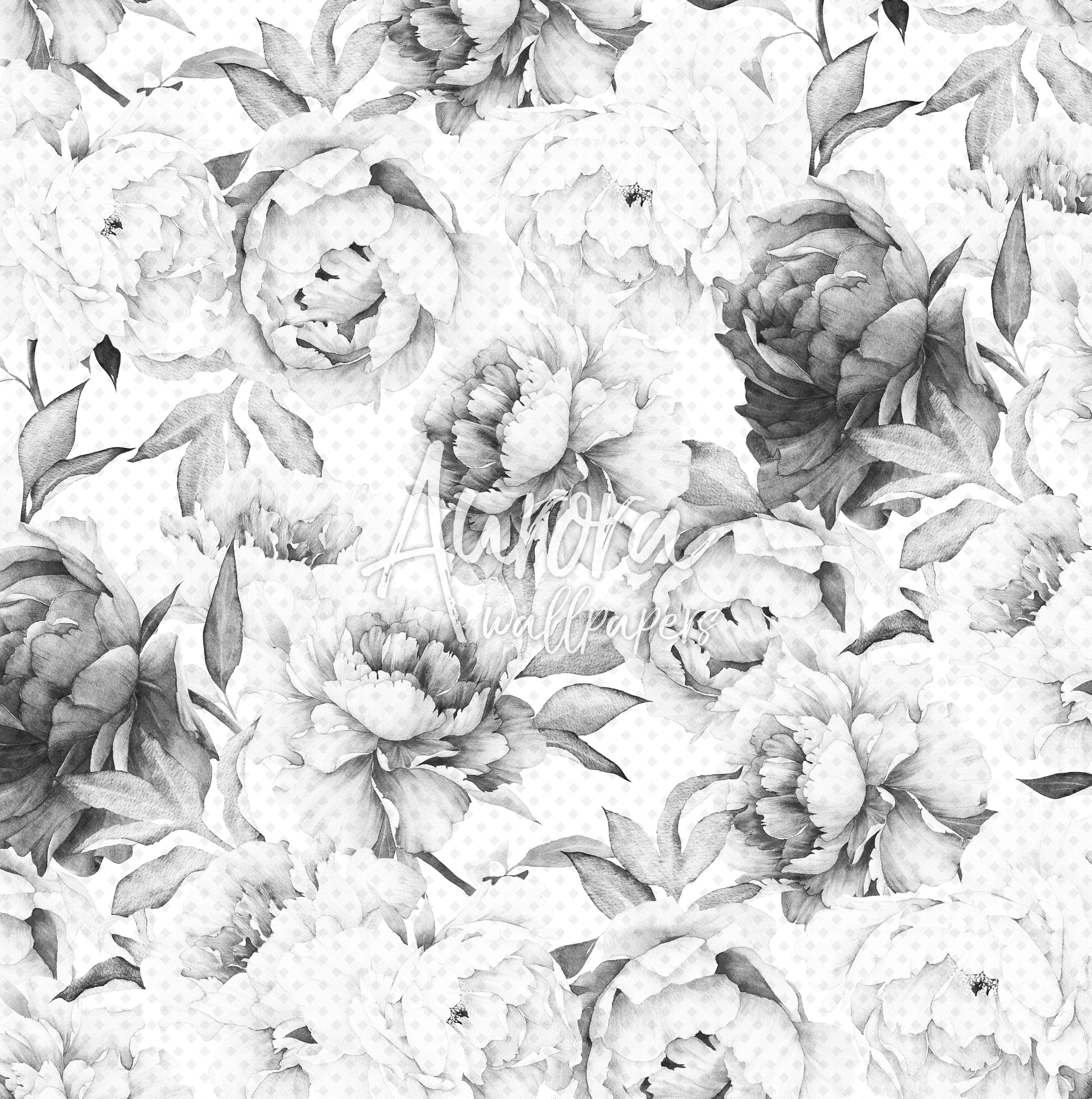 Sketched Peonies Peel And Stick Removable Wallpaper Reusable Etsy