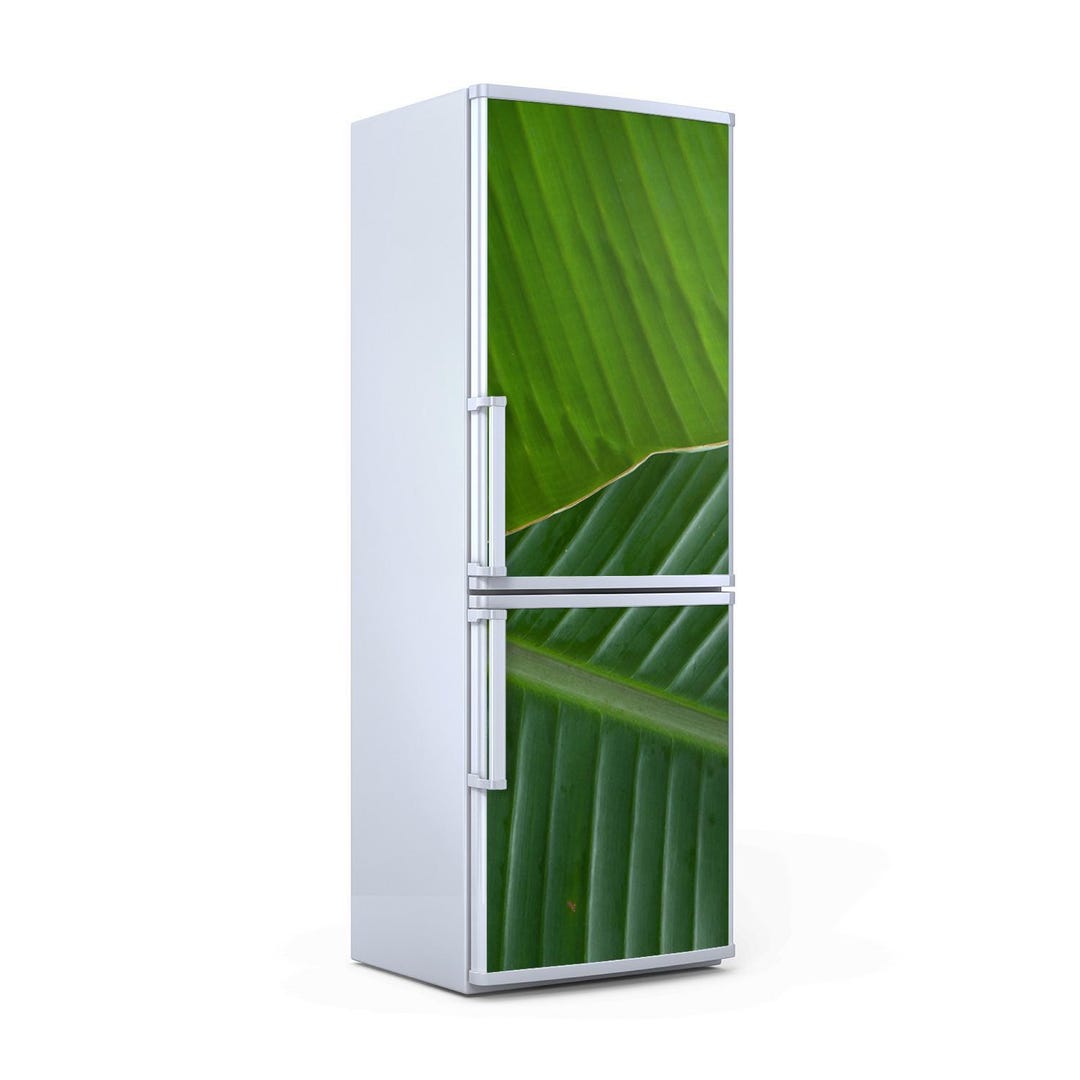 Banana Leaf, Fridge Magnetic Decal, Green Stylish Refrigerator Cover ...