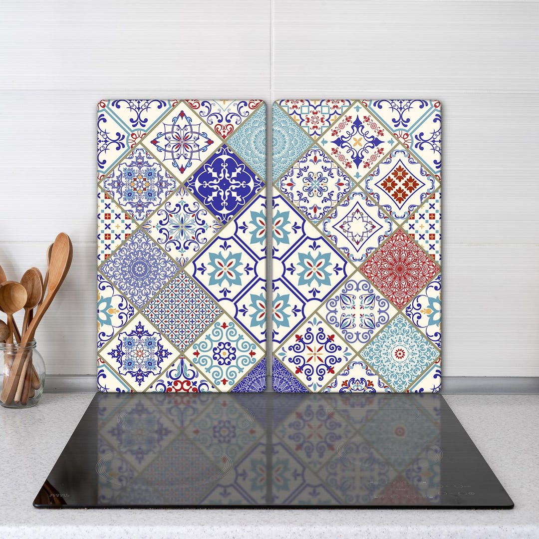 Glass Cutting Board - Round, Hexagon or Rectangle, Traditional Mosaic ...