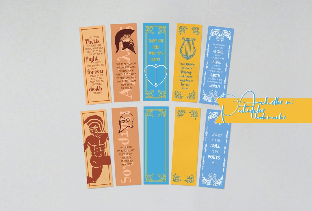 Achilles and Patroclus Bookmark / the Iliad / Homer / Trojan War ...