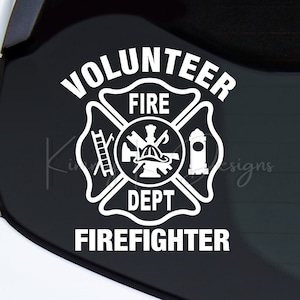 Volunteer Firefighter Vinyl Car Decal, Car Decals for Firefighters ...