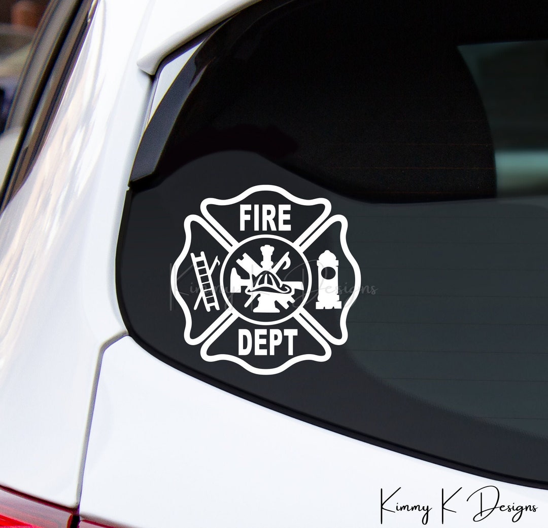 Fire Department Emblem Vinyl Car Decal, Car Decals for Firefighters ...