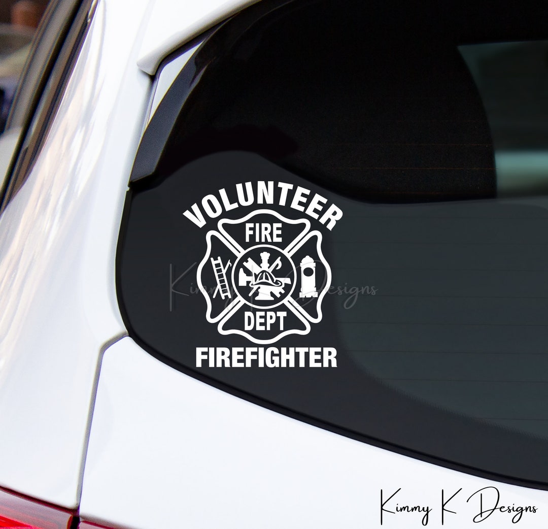 Volunteer Firefighter Vinyl Car Decal, Car Decals for Firefighters ...