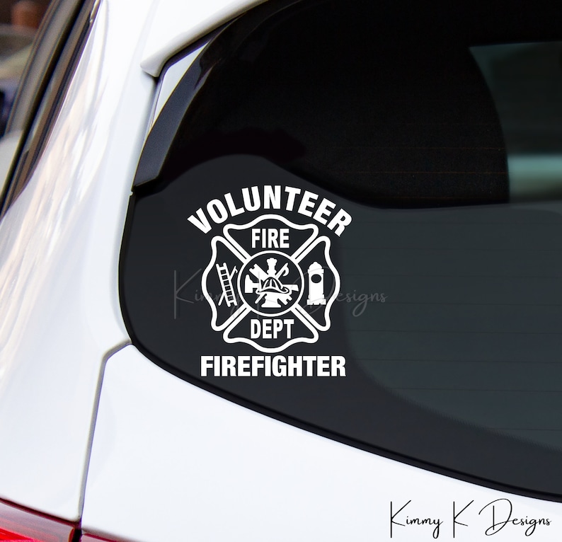 Volunteer Firefighter Vinyl Car Decal Car Decals for - Etsy
