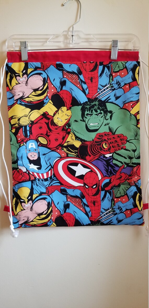 18 in by 14 In Marvel Comics Super Hero Backpack Drawstring | Etsy