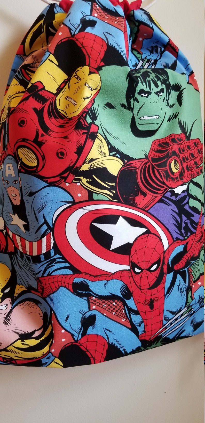 18 in by 14 In, Marvel Comics, Super Hero Backpack, Drawstring Backpack ...