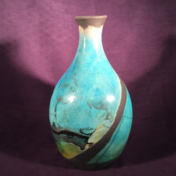 Tall Raku Pottery Vase - Etsy