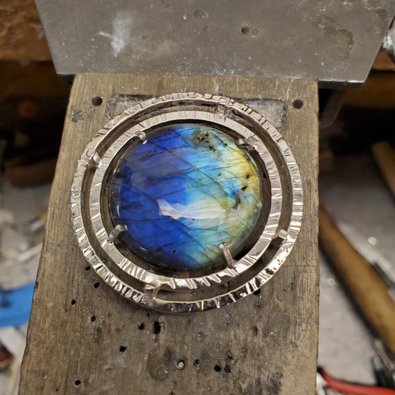 Labradorite In Sterling Silver Double Ring Setting | Etsy