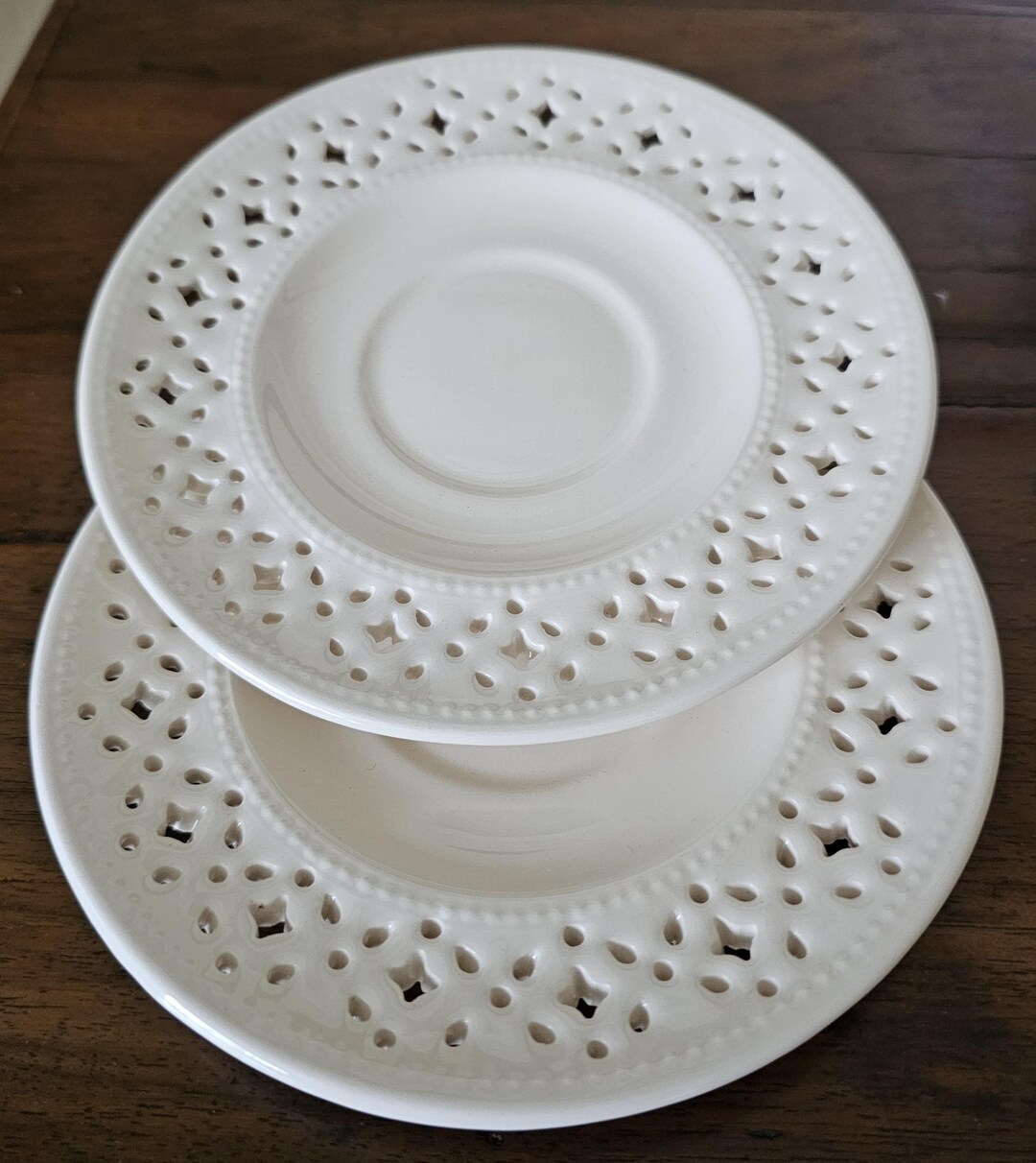 Hartley & Greens Creamware Pierced Saucers Leeds Pottery England - Etsy
