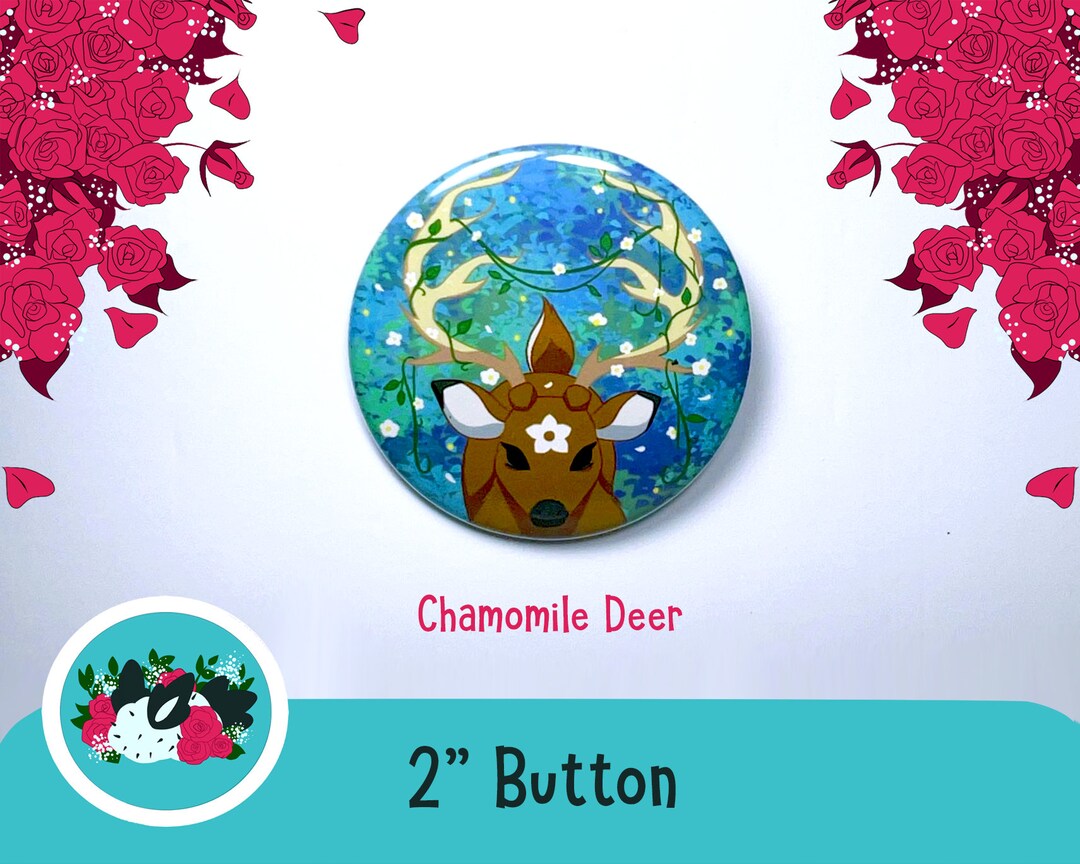 Chamomile Deer - 2 Inch Button - Etsy