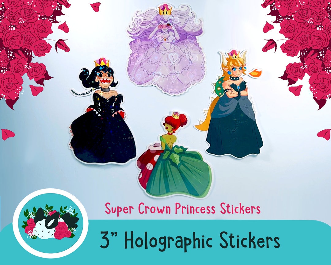 Bowsette, Boosette, Chompette, and Pirrahnette - Holographic Stickers ...
