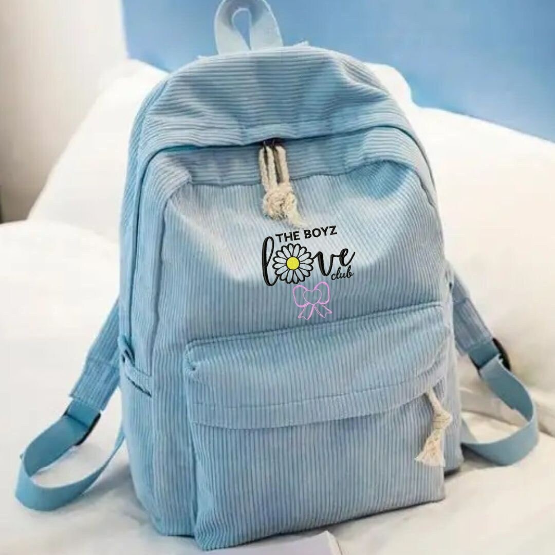 Personalized THE BOYZ LOVER Club Corduroy Embroidered Backpack Kpop Inspired Embroidered ...