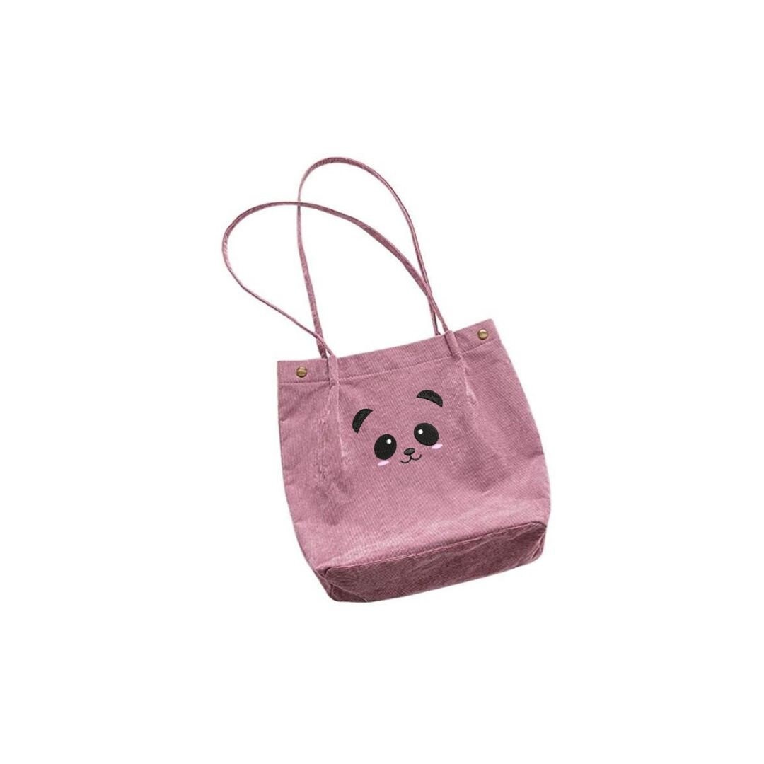PANDA BEAR Face TOTEBAGS // Cute Cream Panda Embroidery // Panda Tote ...