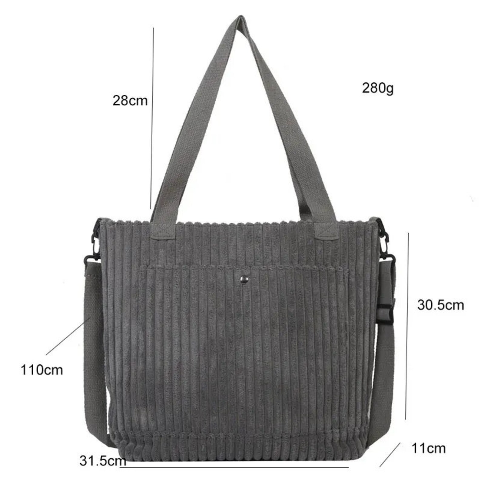 EMBROIDERED Multicolor WIDE Corduroy Tote Bag, Shopping Bag ...