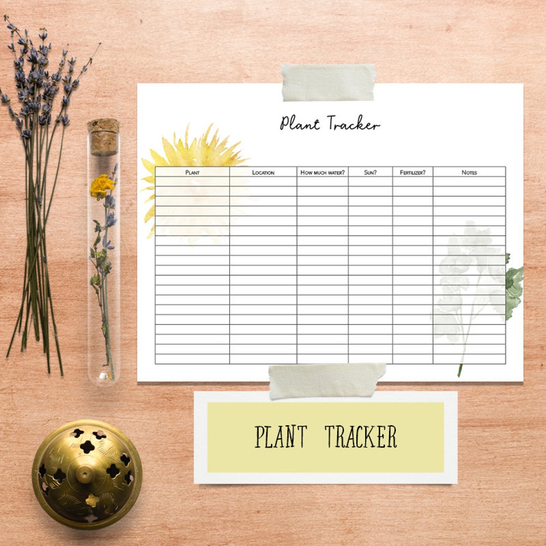 Plant Tracker PDF Download - Etsy