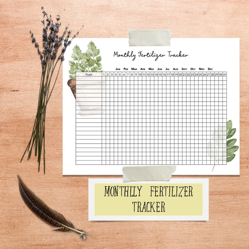 Monthly Plant Fertilizer Downloadable Chart - Etsy