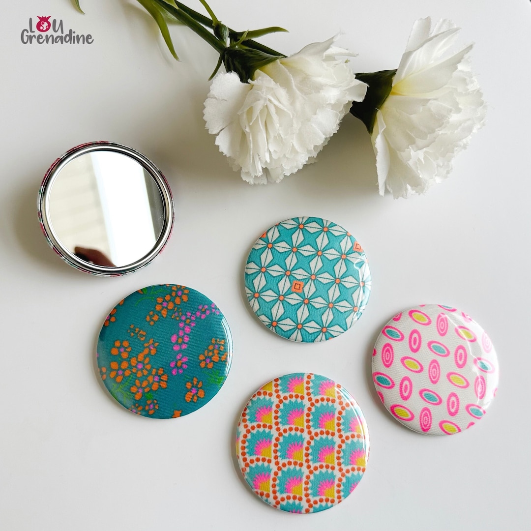 Petit Pan Fabric Pocket Mirror, Pocket Mirror for Bridesmaid, Compact ...