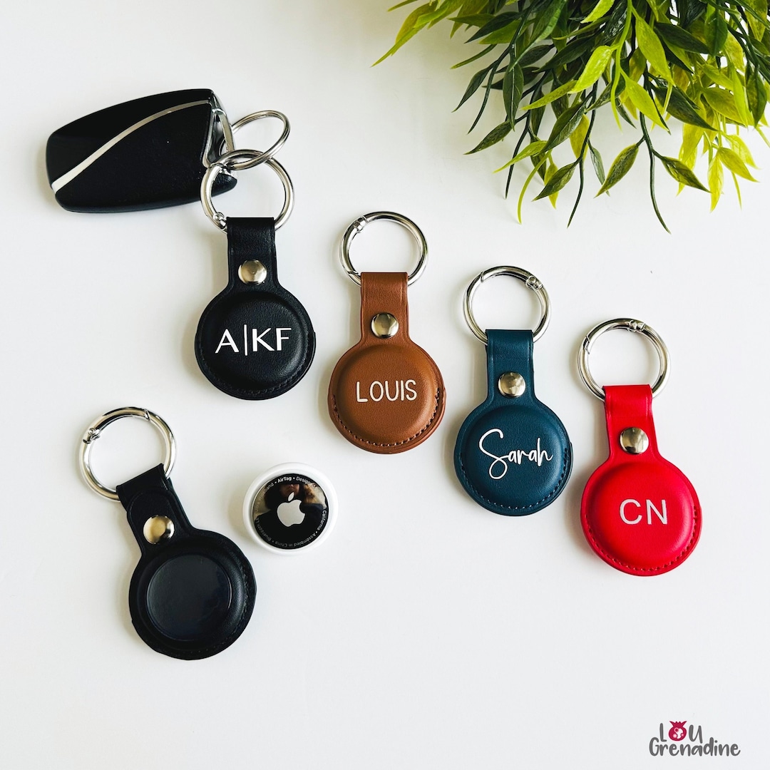 Personalized AirTag Holder, Custom AirTag Keychain, Vegan Leather ...