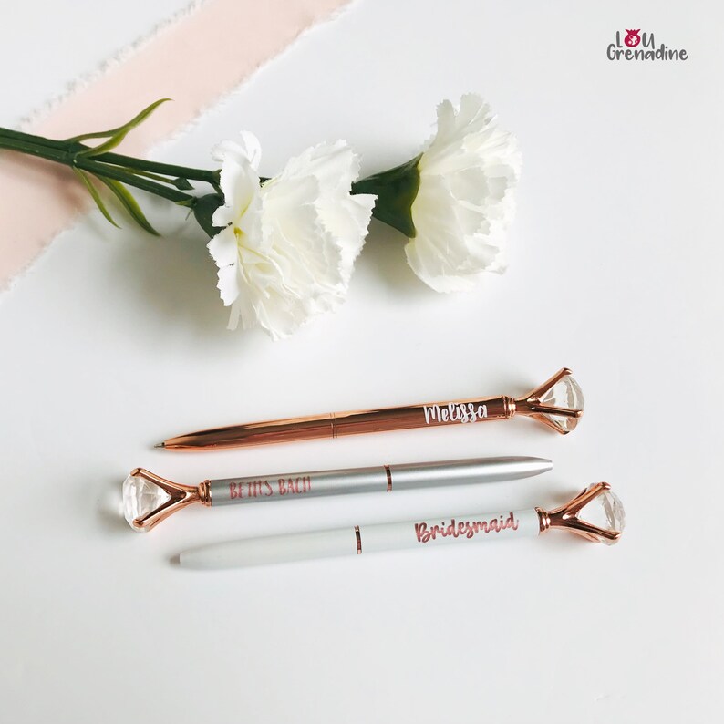 Personalized Diamond Pen, Bridesmaid Pen, Wedding Guest Book Pen ...