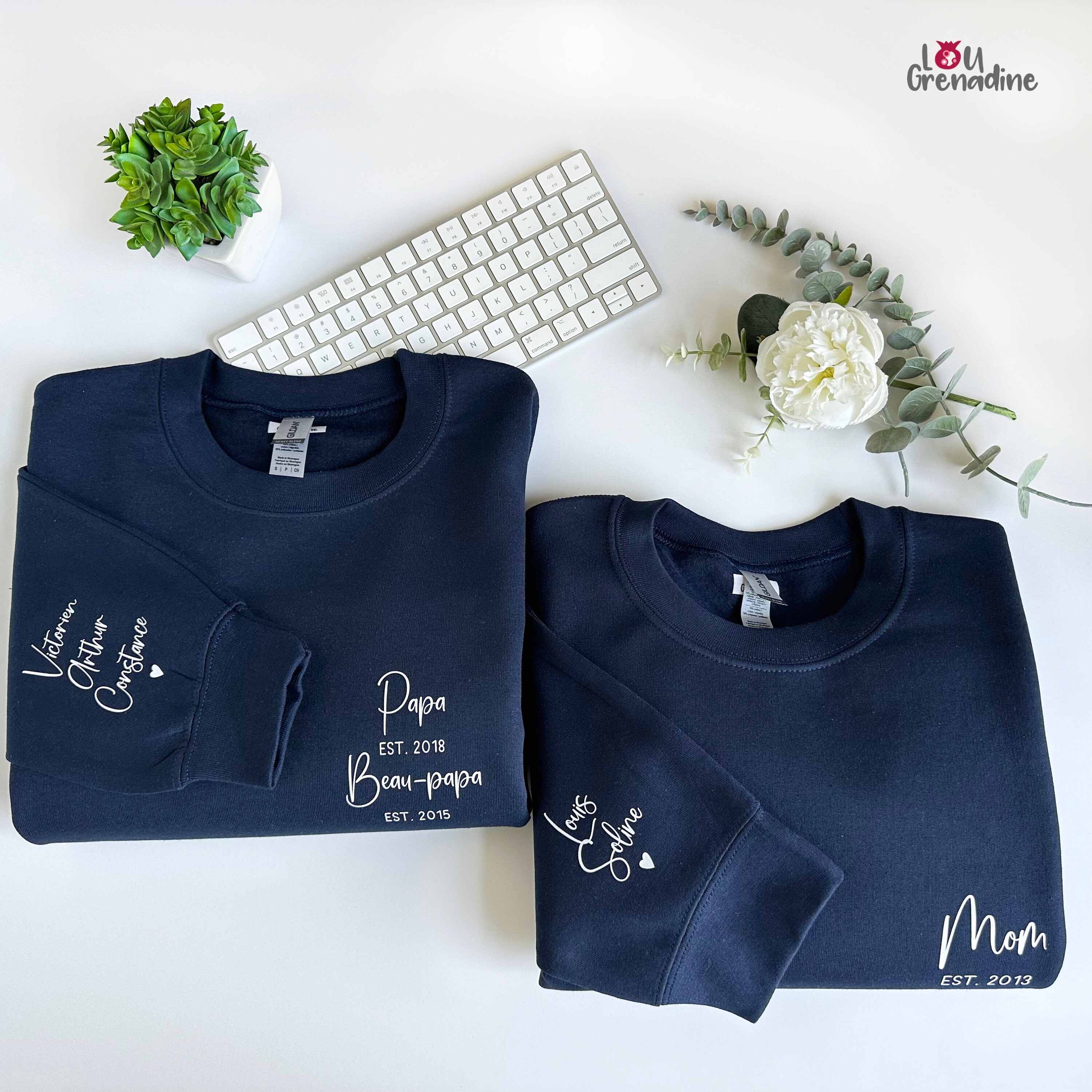 Custom Dad Sweatshirt With Names on Sleeve, Father's Day Gift, Dad Est ...